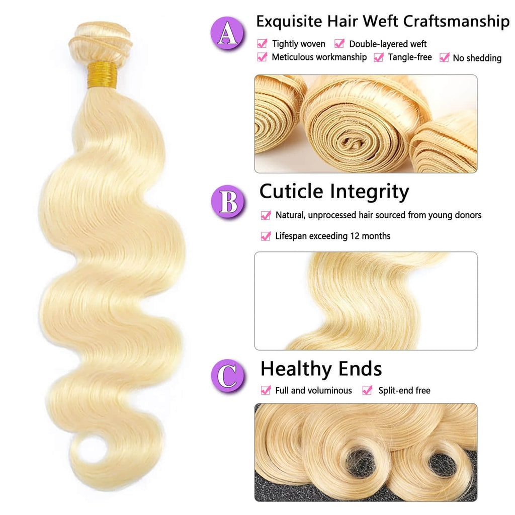 Starhair 10-30 Inch #613 Body Wave Blonde Remy Human Hair Bundles ...