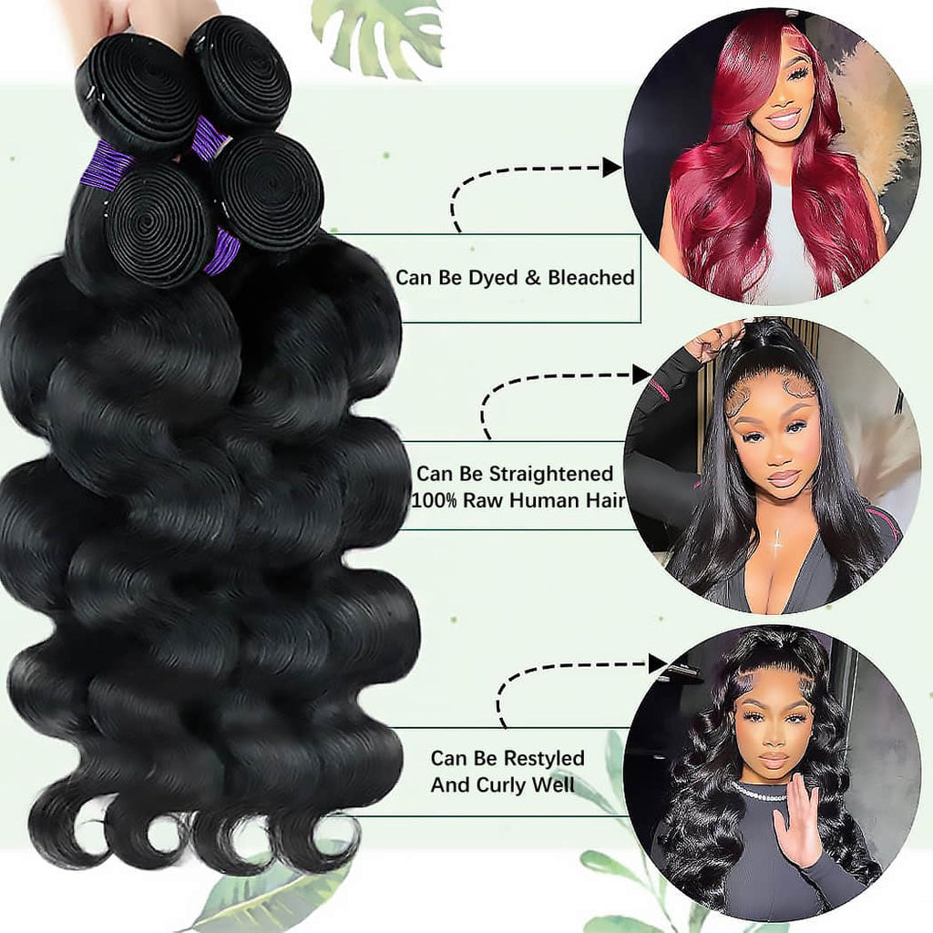 Starhair 10-30 Inch Body Wave Premium Raw Indian Hair Bundles #1B ...