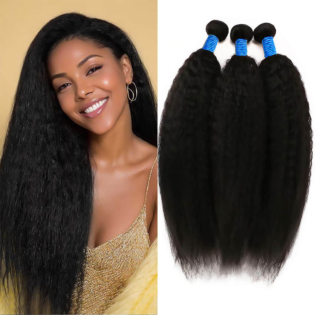 Starhair 14-30 Inch Kinky Straight Brazilian Virgin Hair Bundles #1B ...